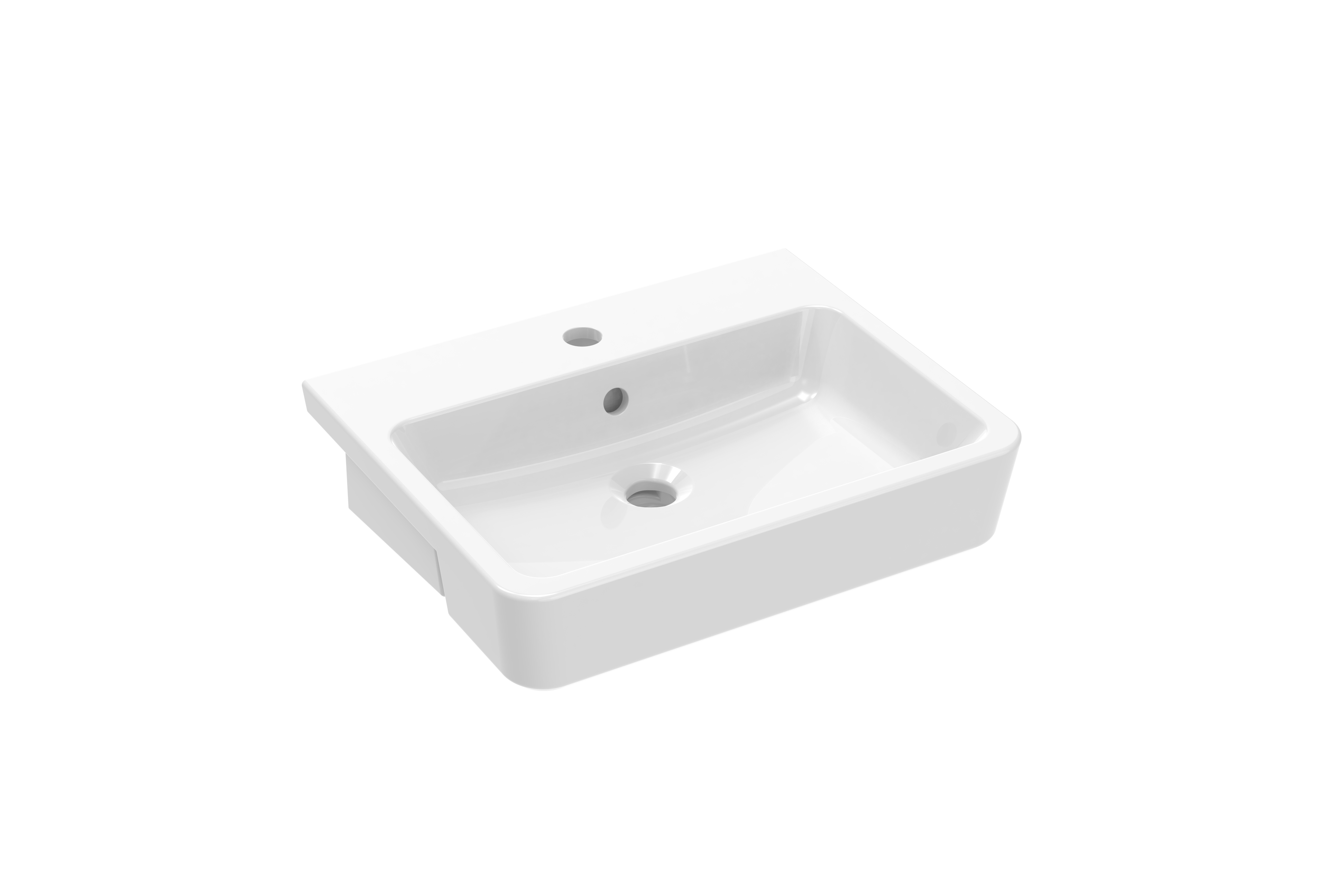 UNI 50x40cm semi-recessed washbasin 1TH