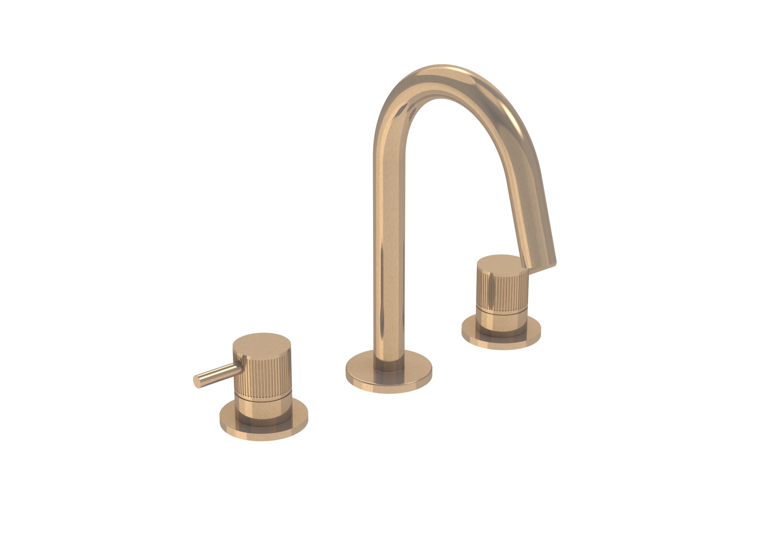 COS 3 Tap Hole Deck mounted KIT - w/ Fluted handle - Brushed Bronze (PVD)