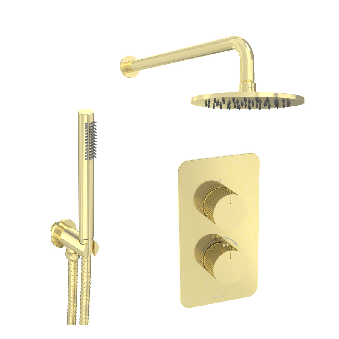 COS 2 way shower kit - w/ Slim Handset - Fluted - Brushed Brass