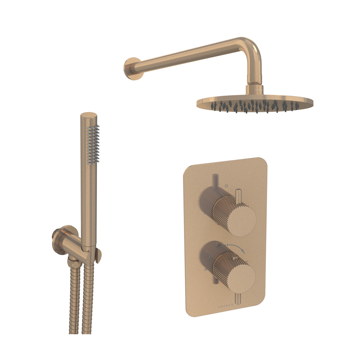 COS 2 way shower kit - w/ Slim Handset - Knurled - Brushed Bronze