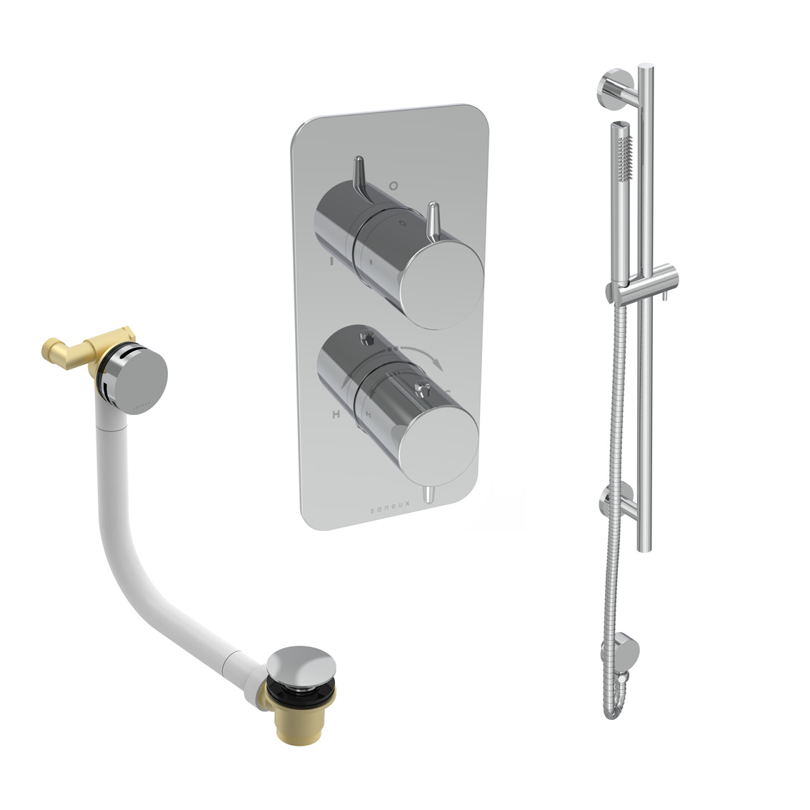 EDEN 2 way shower kit - w/ Slim Handset & Slider Rail & Bath filler ...