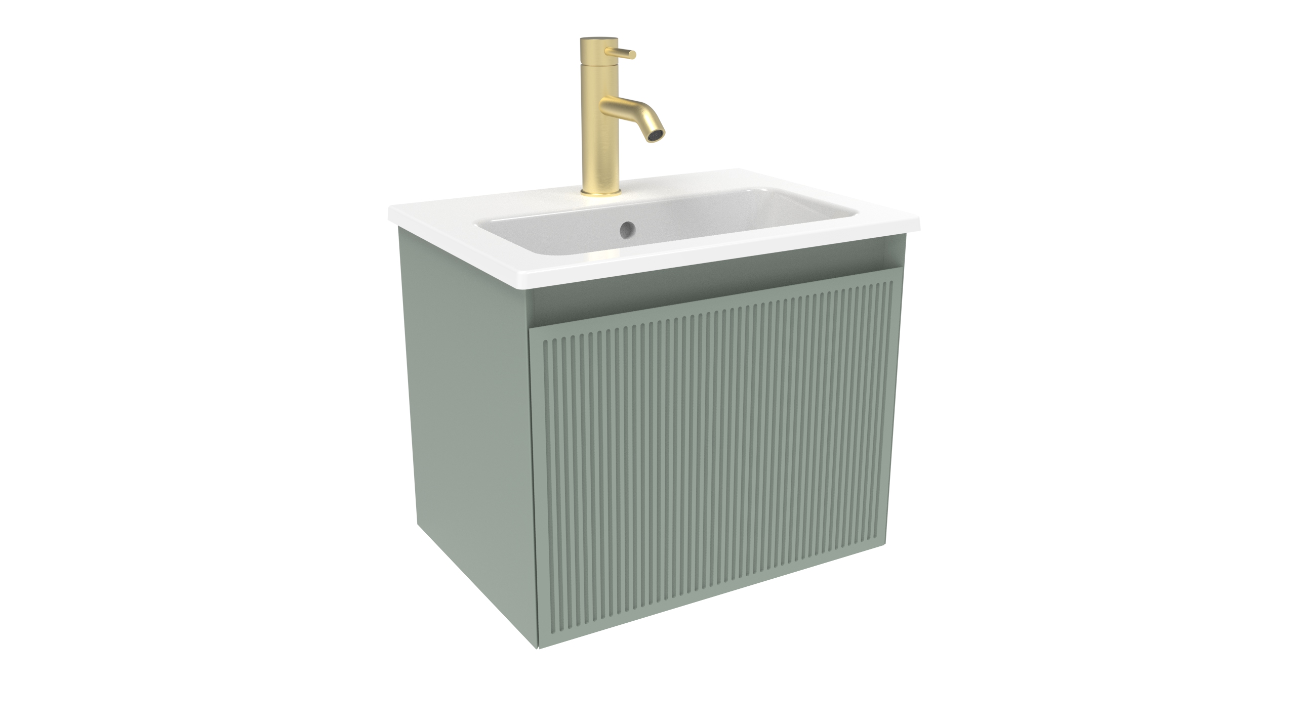 MONUMENT 50cm 1 drawer wall hung unit - Matte Sage