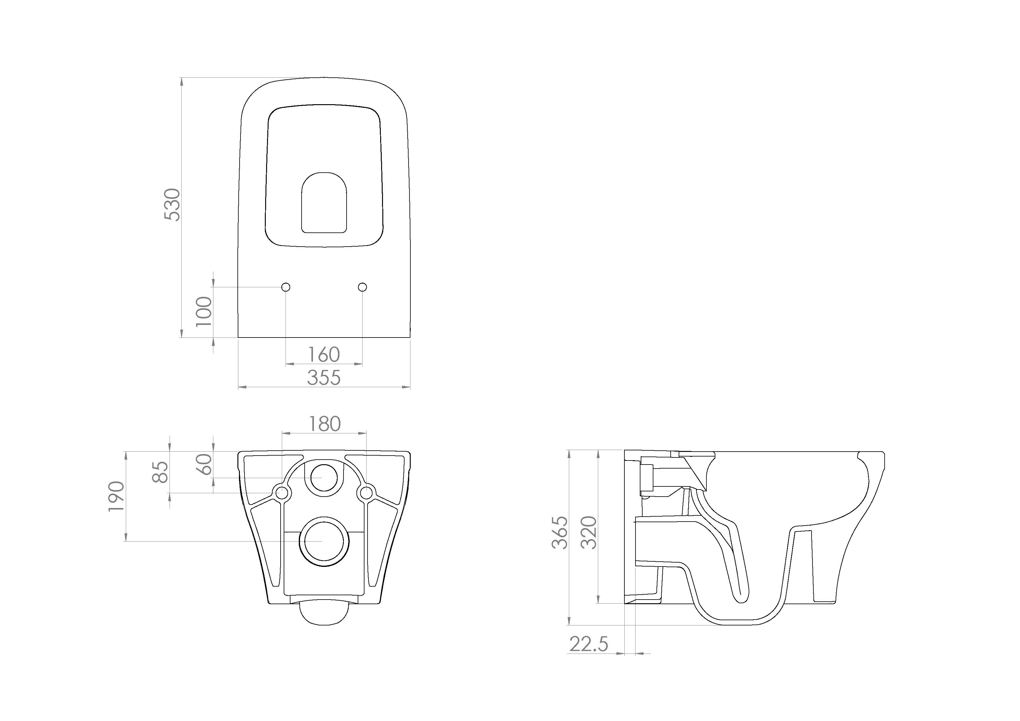 INDIGO wall hung WC pan - rimless