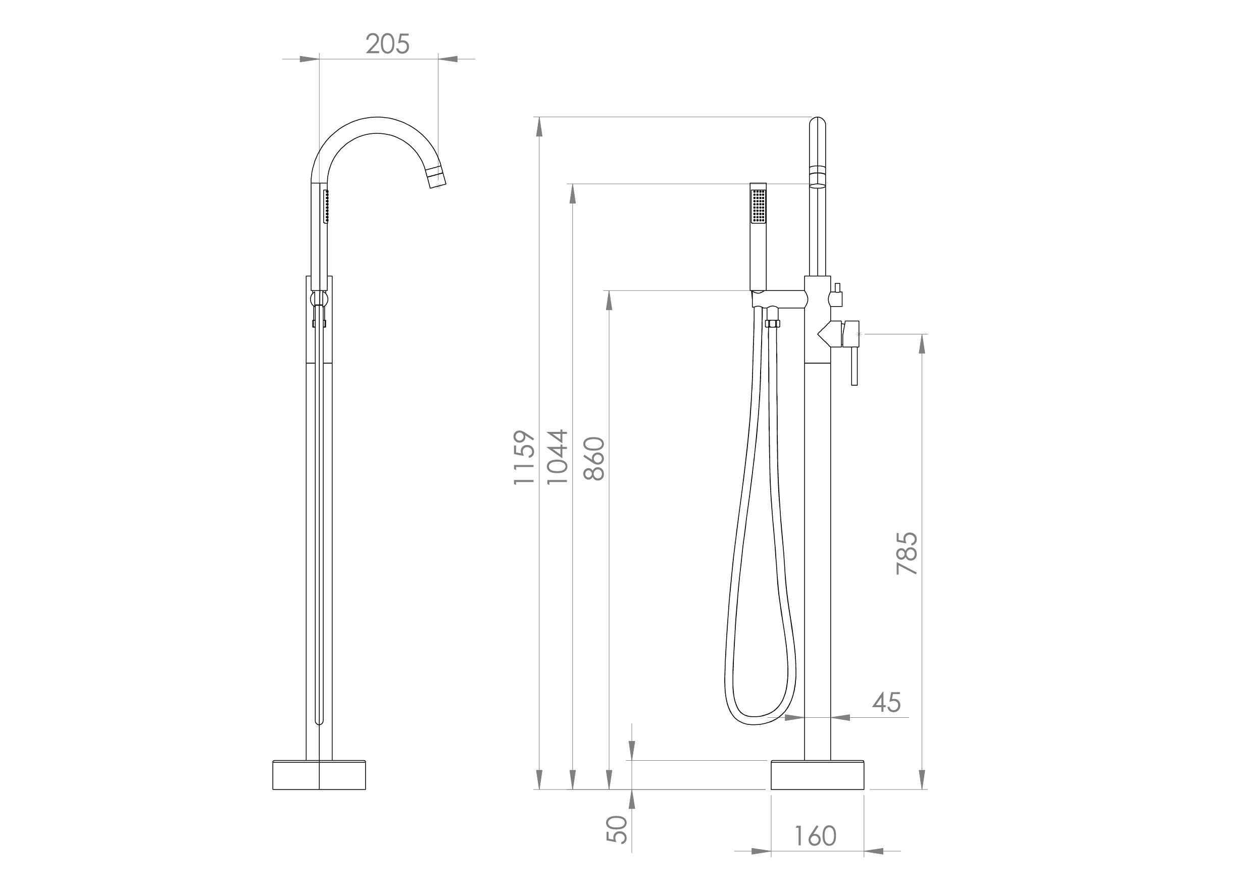 COS Floor Standing bath shower mixer - Brushed Bronze (PVD)