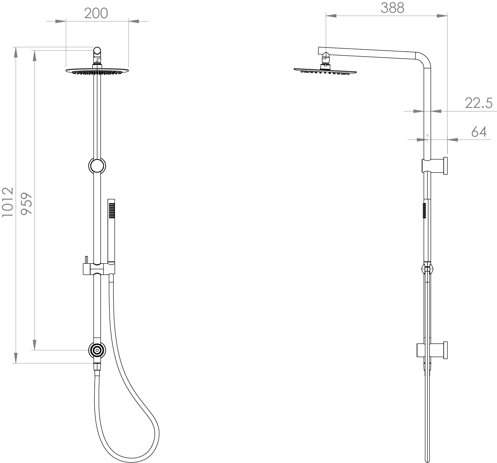 COS rigid riser kit with 2 way diverter outlet - Brushed Bronze