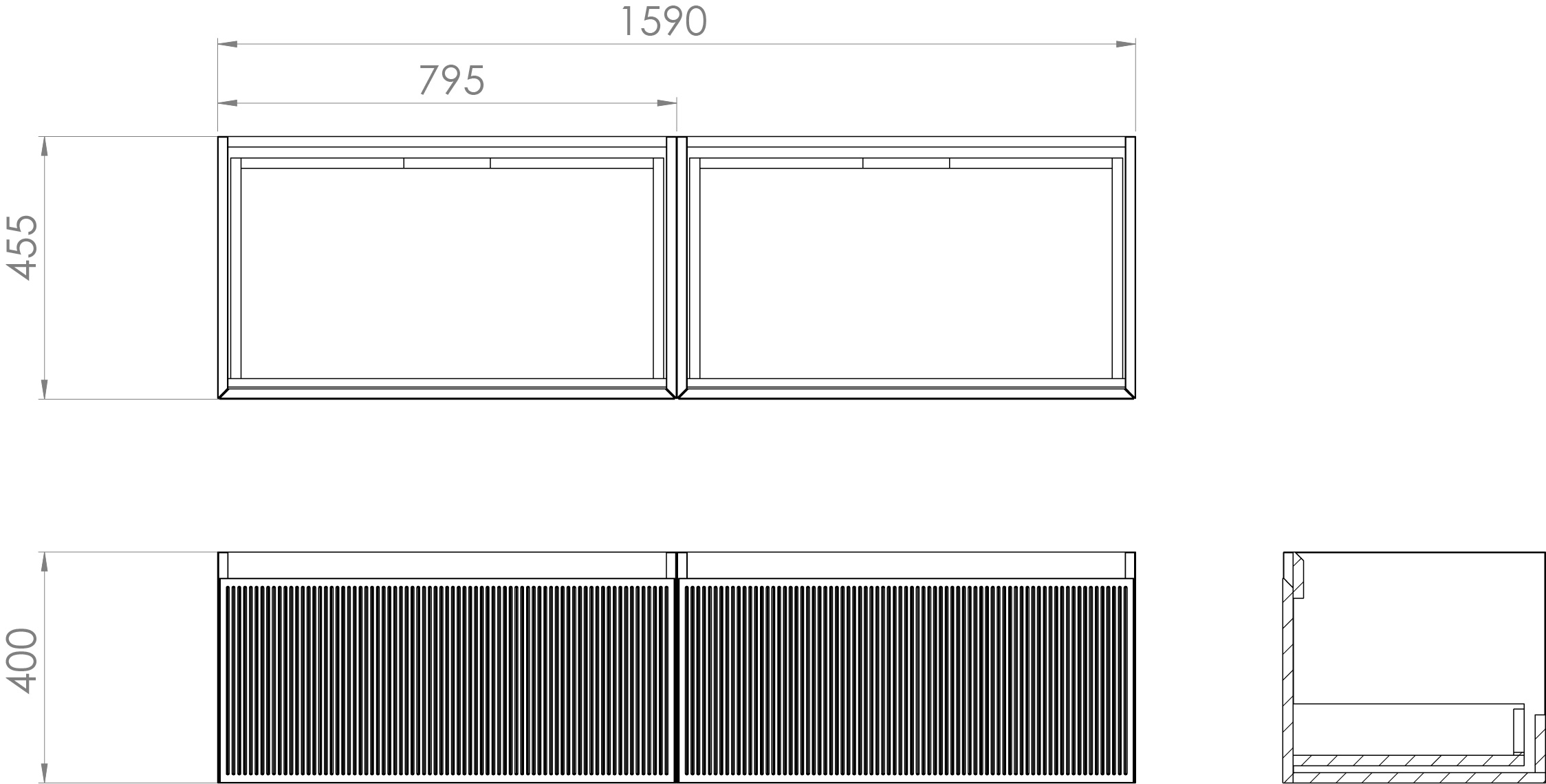 MONUMENT 160cm Kit - 2 x 80cm 1 Drawer Wall Mounted Unit - Matte Black