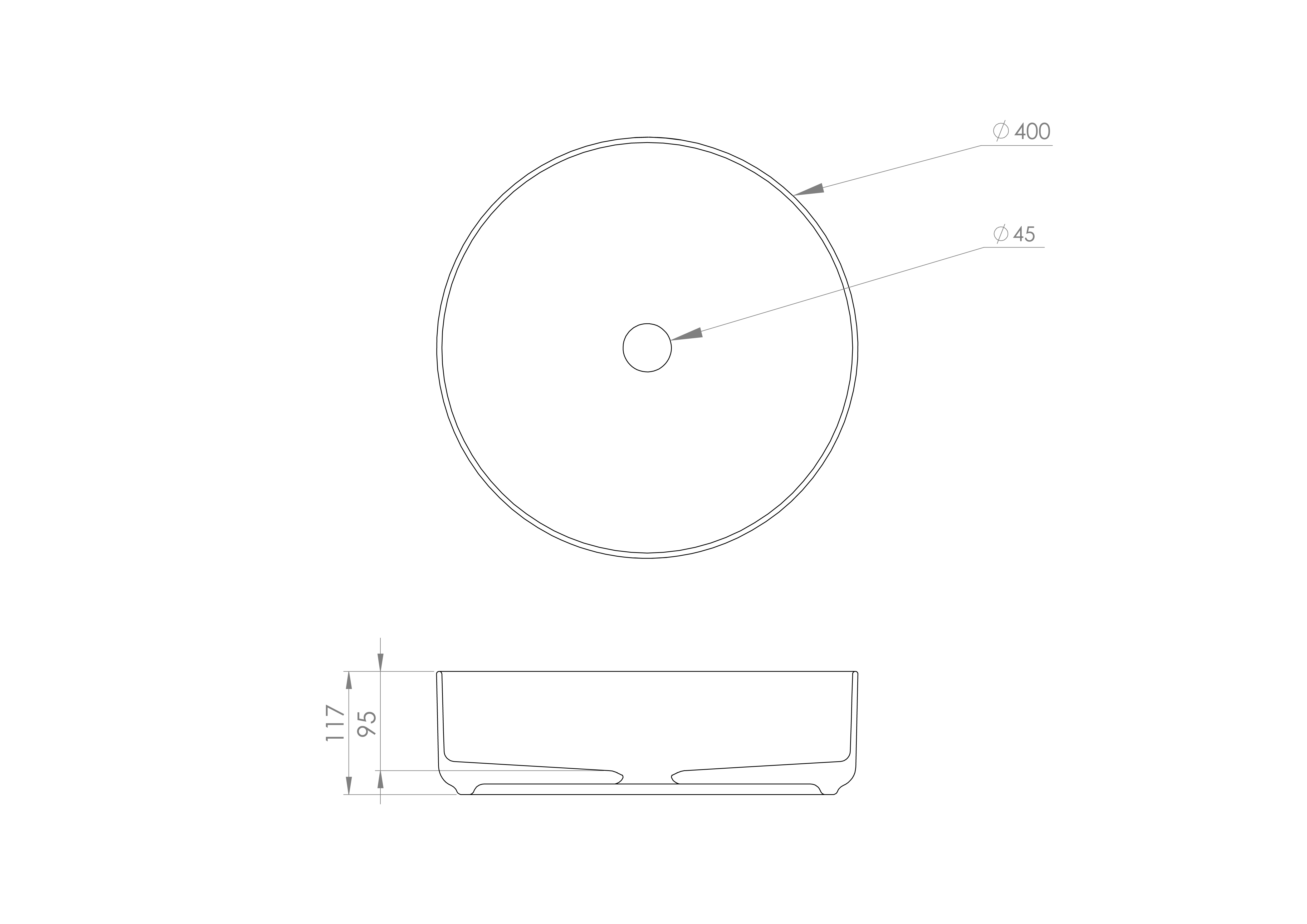 SIENNA 40cm round countertop washbasin