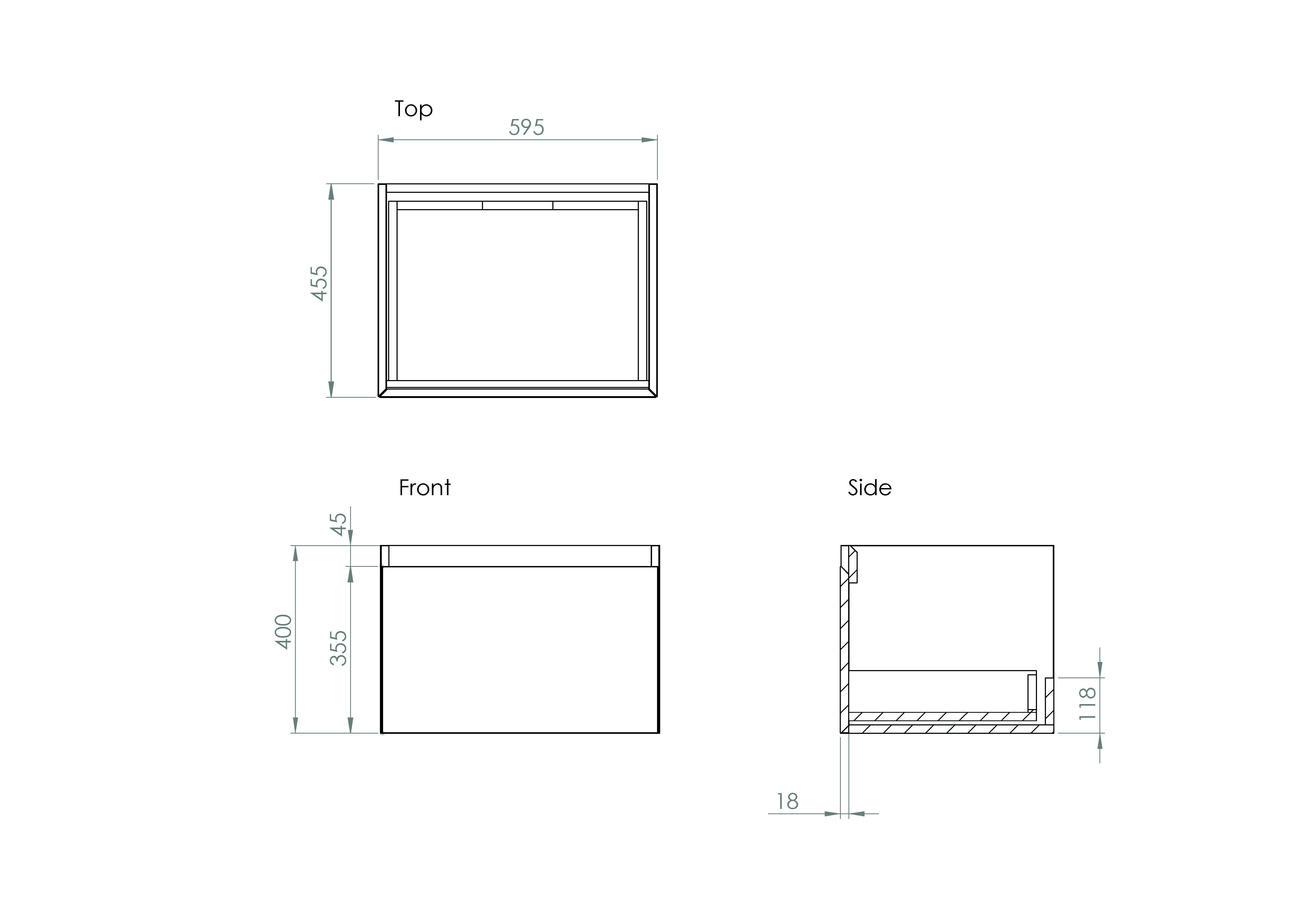 UNI 60cm 1 drawer wall mounted unit - English Oak