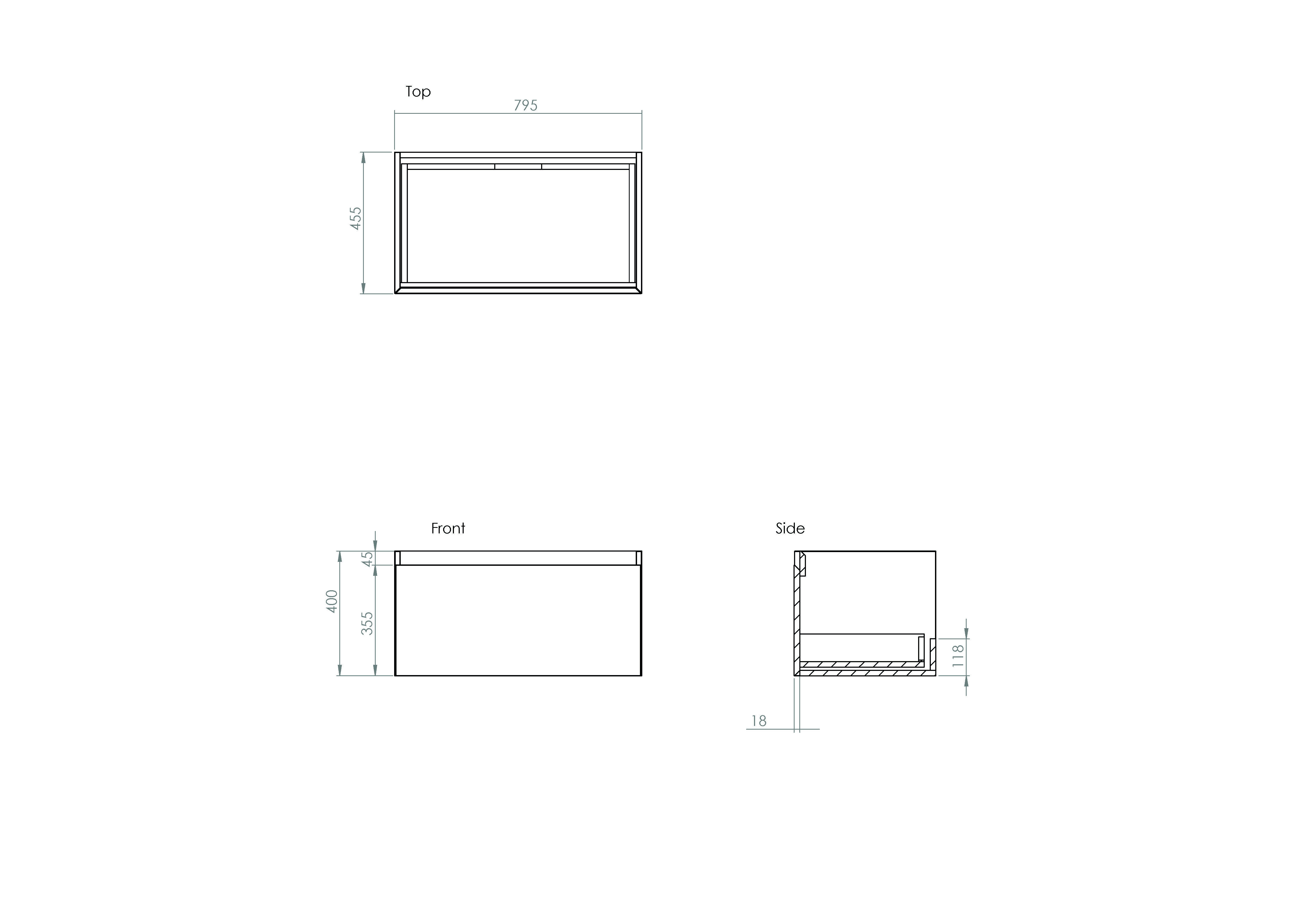 UNI 80cm 1 drawer wall mounted unit - English Oak